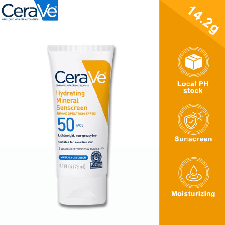 CeraVe Hydrating Mineral Sunscreen For Face SPF 50 Suitable Sensitive ...
