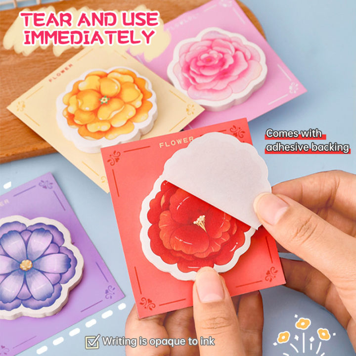 🔥chageey👍 Flower Sticky Notes Creative Memo Paper Hand Ledger Materials ...
