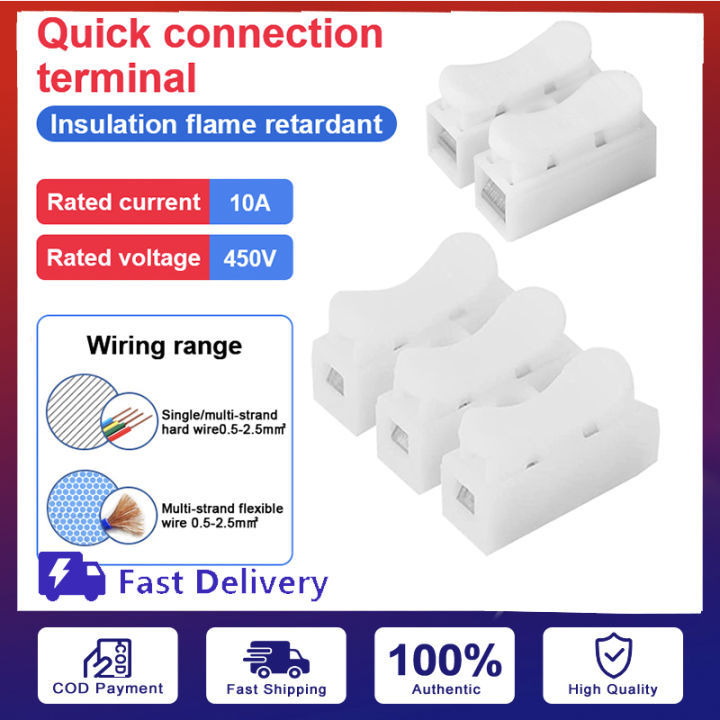 🔥【10A 450V High-Capacity】Quick Wire Connectors 2Pin/3Pin Push-in ...