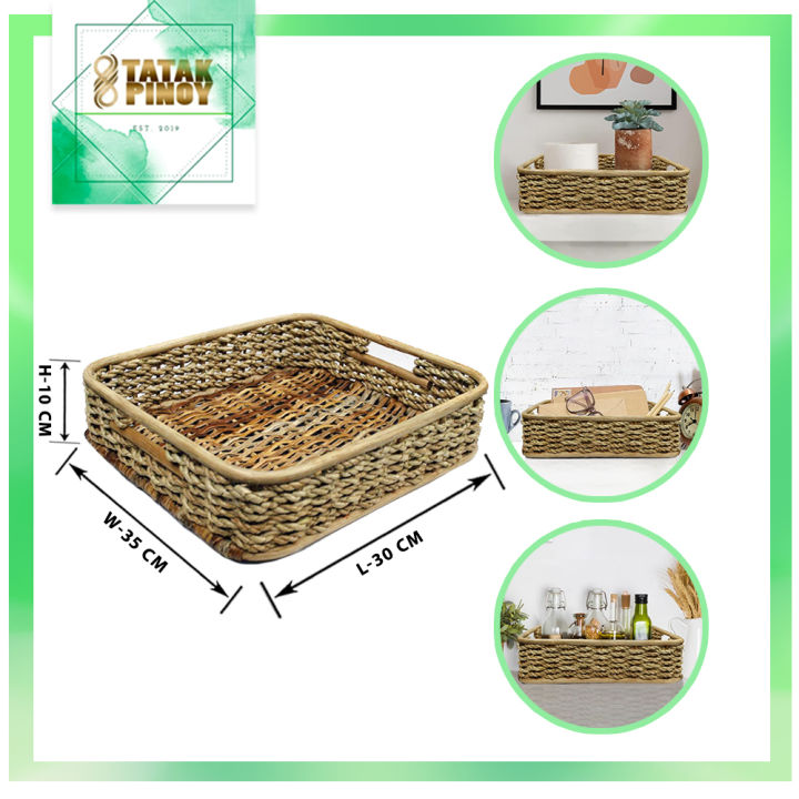 TATAK PINOY Rattan Basket Storage Baskets Shelf Organizer Container ...