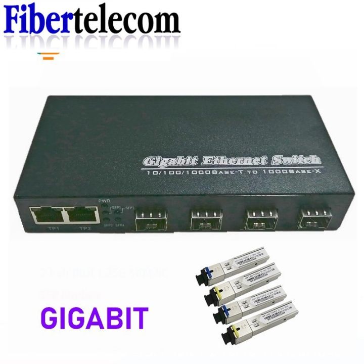 Gigabit Ethernet switch Fiber Optical Media Converter 4 SFP module port ...