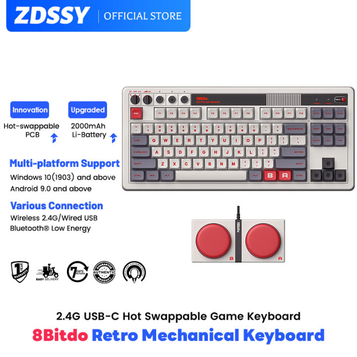 ZDSSY 8Bitdo Retro Mechanical Keyboard, Bluetooth/2.4G/USB-C Hot ...