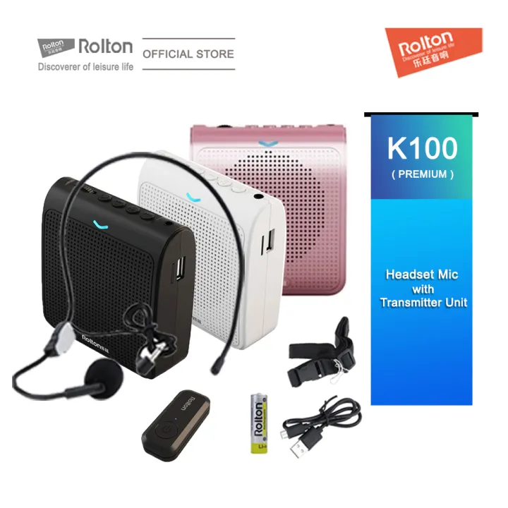 Rolton K100 (PREMIUM) Voice Amplifier Speaker Wired Headset Microphone ...