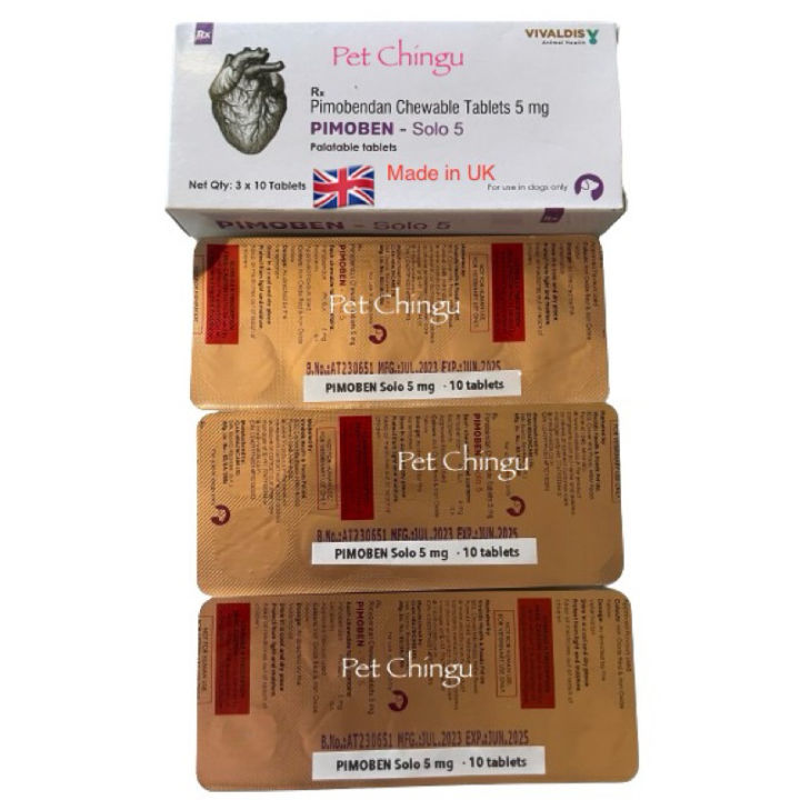10 Chewable Tablets PIMOBENDAN 5mg /1.25 mg Vivaldis PIMOBEN Solo for Dogs with FREE Dog Treats ...