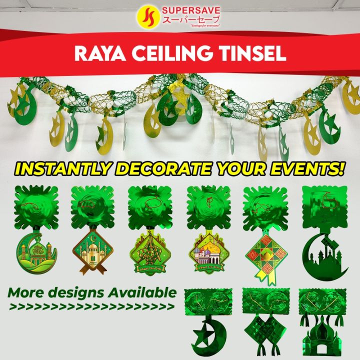 SUPERSAVE 2M Tinsel Ceiling Raya Decoration Raya 2025 Banner Party ...