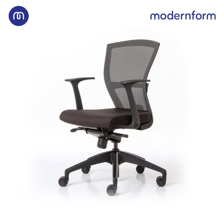 Modernform เก้าอี้ทำงานดีไซน์เรียบเท่ พนักพิงกลาง ปรับเอนได้ 4 ระดับ รุ่น E1 โครงดำ แขน FIX ขา ...