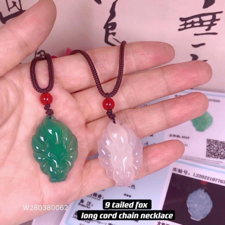 ( Free Rope ) nine tailed fox stone queen fox lucky charm pixiu pendant ...
