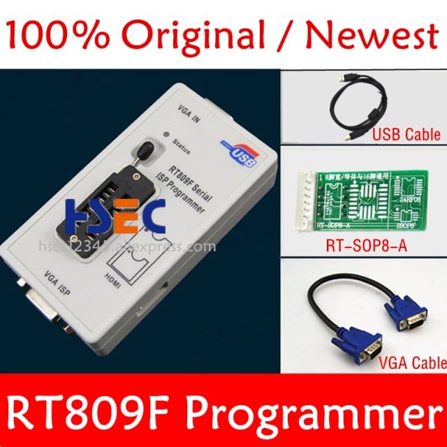 Original Rt809f Serial Isp Programmer With Adapters 18v Adaptersop8 Test Clipedid Cable 