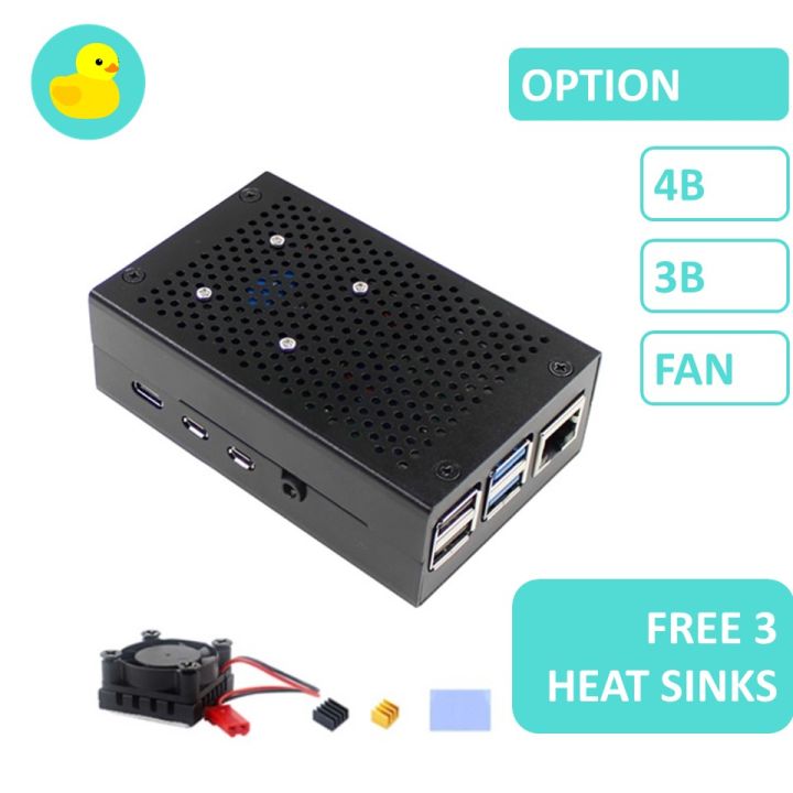 Raspberry Pi 4 4B / 3B / 3B+ Aluminum Alloy Casing Enclosure With Fan | Lazada