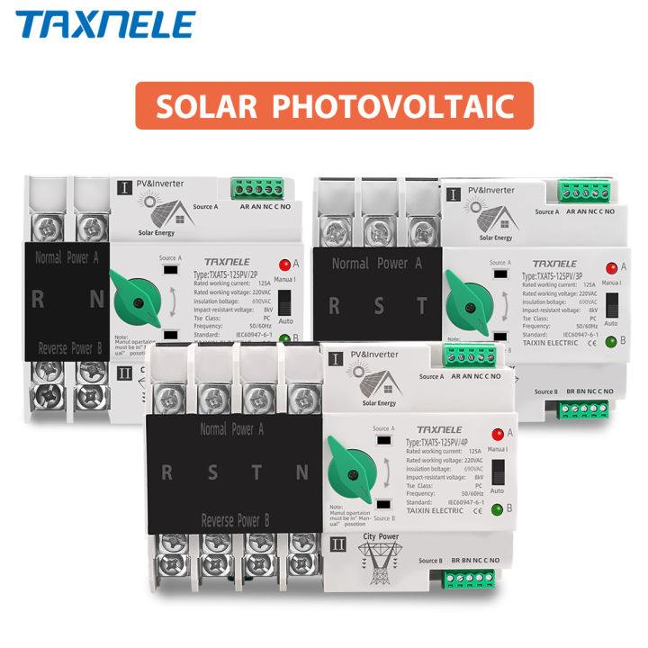2P 3P 4P Din Rail ATS PV Inverter Dual Power Automatic Transfer ...