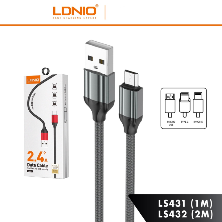 LDNIO LS431 1M / LS432 2M 2.4A Fast Charge Data Cable | Lazada