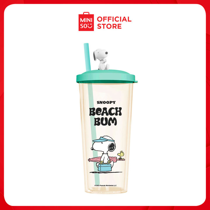 MINISO Snoopy Summer Travel Collection Plastic Tumbler with Straw (550mL)(Green) | Lazada PH