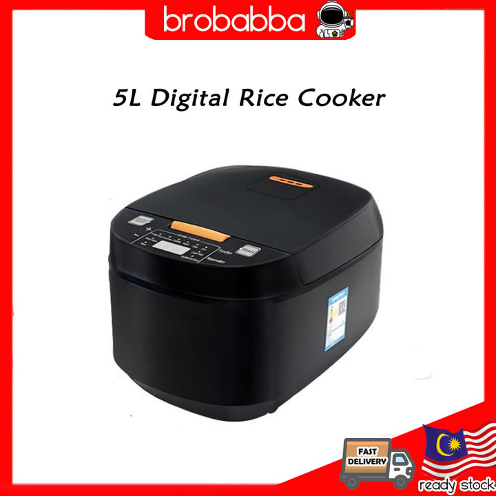 BroBabba Digital Rice Cooker 5L Multifunction Smart Screen Periuk Nasi Elektrik Non-Stick Pot ...