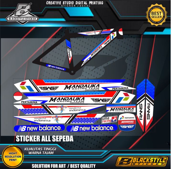 STICKER SEPEDA MANDALIKA MOTIF UNIVERSALA BIKE STRIPING STIKER SEPEDA ...