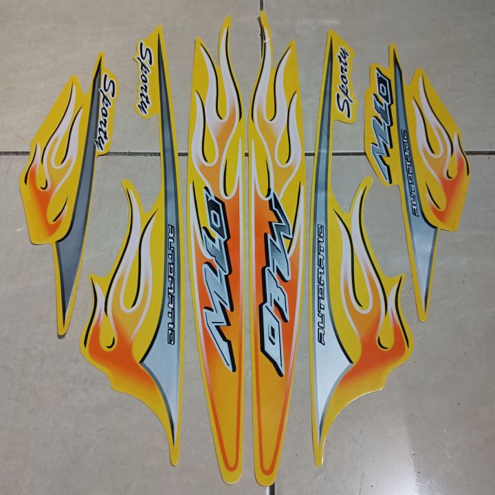 stiker striping yamaha mio sporty api 2006 kuning lis body standar ...