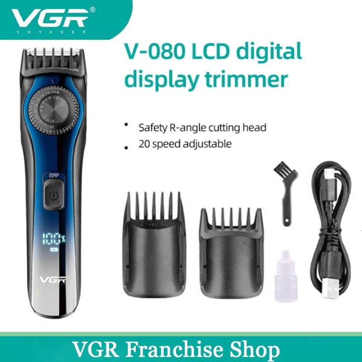 VGR เครื่องตัดผมไฟฟ้าที่โกนขนไฟฟ้าไร้สายเครื่องเล็มหนวดจอแสดงผลแอลอีดี ...