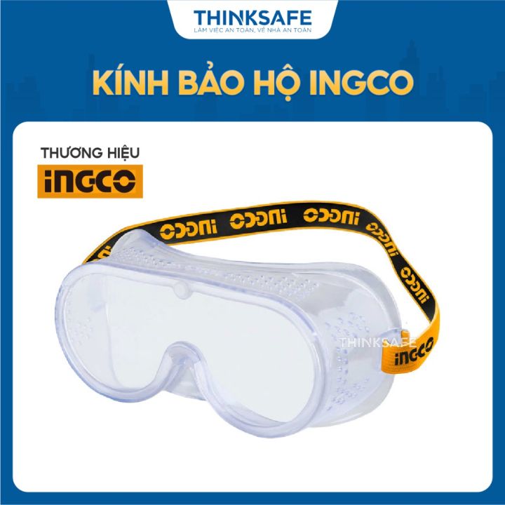 Kính bảo hộ INGCO HSG02 với khung nhựa PVC nhẹ, thiết kế độc đáo và ống ...