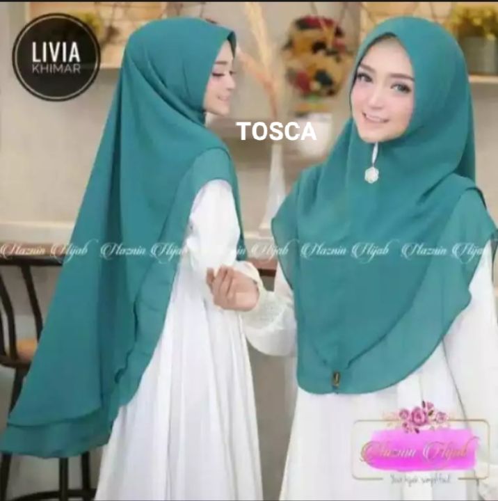 Hijab Khimar Oval Livia 2 Layer Double Hicon Terlaris Hijab Simple