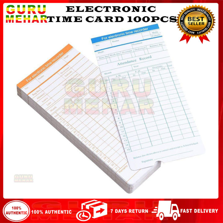 GURU MEHAR ELECTRONIC TIME CARD (Pack of 100 Pieces) - Universal ...