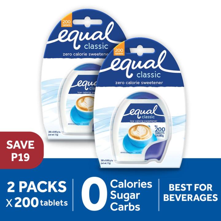 EQUAL Classic 2 packs x 200 tablets, 0 Calorie Sweetener Tablets, Sugar ...