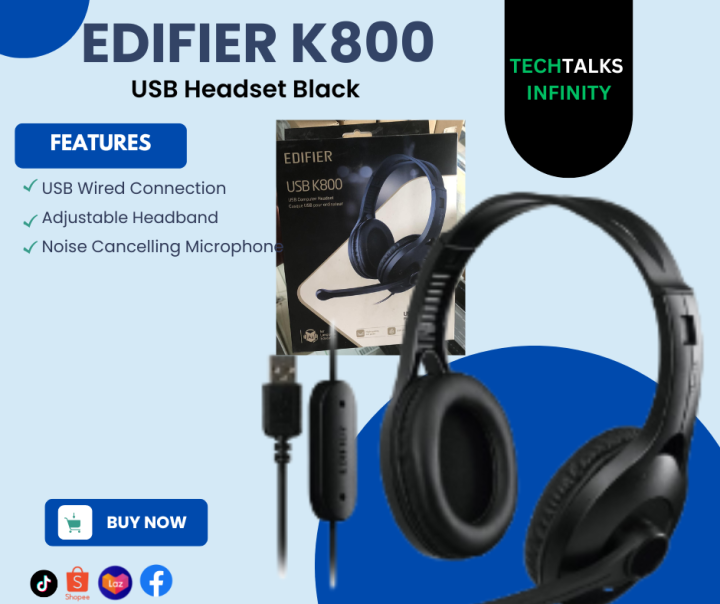 EDIFIER K800 USB Plug Adjustable Headset with Microphone for PC ...