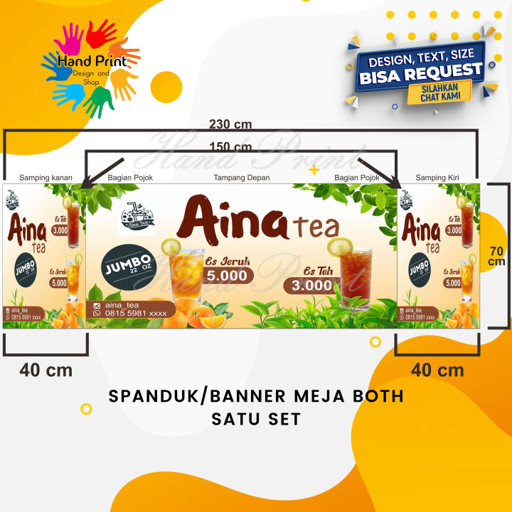 Spanduk Banner MMT Banner Es Teh Aina Es Jeruk Untuk Meja Both Satu Set ...