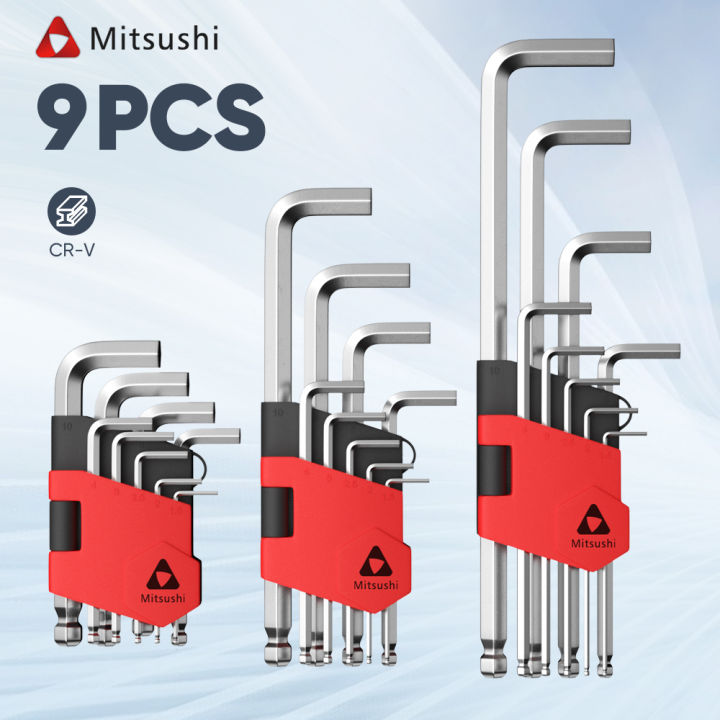 Mitsushi MIT-HK13 9pcs. Chrome Vanadium Steel Ball Point Hex Key Set ...