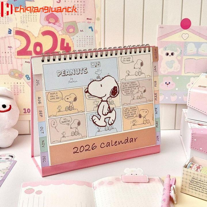 CHIQIANGLUANCK Coil Binding 2026 Snoopy Desk Calendar Flip Schedule ...
