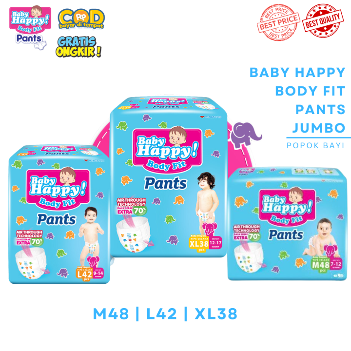 JUMBO BABY HAPPY BODY FIT PANTS MURAH | S56 M48 L42 XL38 XXL34 | Lazada ...