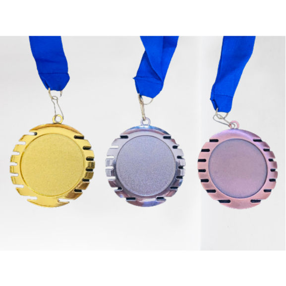 BLANK PLAIN MEDAL BLUE LACE ( 7CM ) GOLD/SIVER/BRONZE AVAILABLE ...
