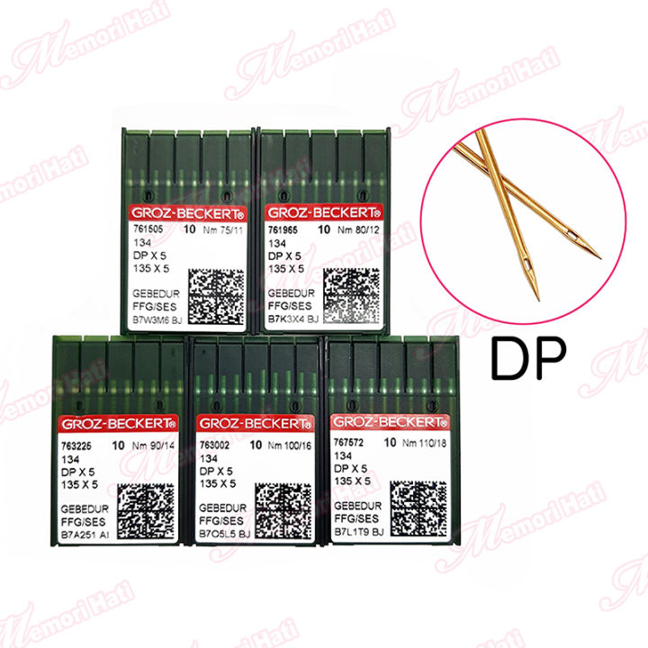 10pcs Groz-Beckert Industrial Gold Embroidery Needles / Jarum Sulaman Industri / DP 11, 12, 14 ...