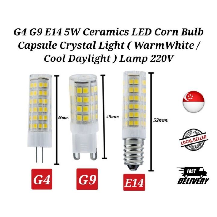 [SG SHOP SELLER] G4 G9 E14 5W 220V Ceramics LED Corn Bulb Capsule ...