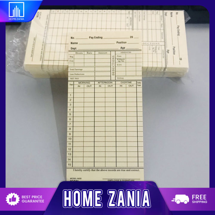 Home Zania Two-Sided Employee Attendance timecard 100pcs | Lazada PH