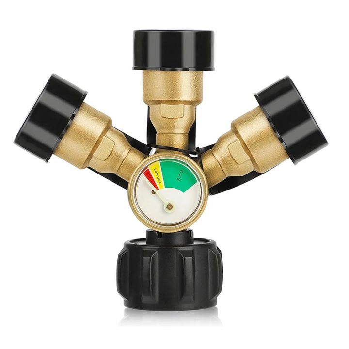 3 Way Propane Splitter 3 Y Propane Gas Splitter Adapter with Gauge and ...