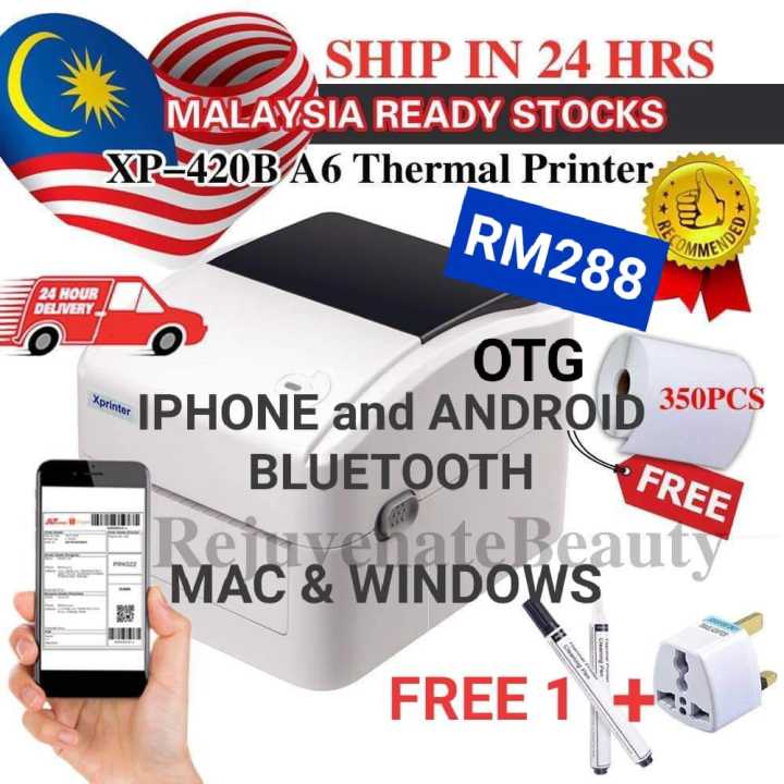 Xprinter Xp420b Bluetooth otg and USB Lazada Easy Parcel A6 waybill ...