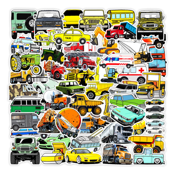 Bộ 50 Hình Dán Xe Đồ Chơi Cảnh Sát, Cứu Hoả, Xe Đua, Sticker Xe Ôtô Cho ...