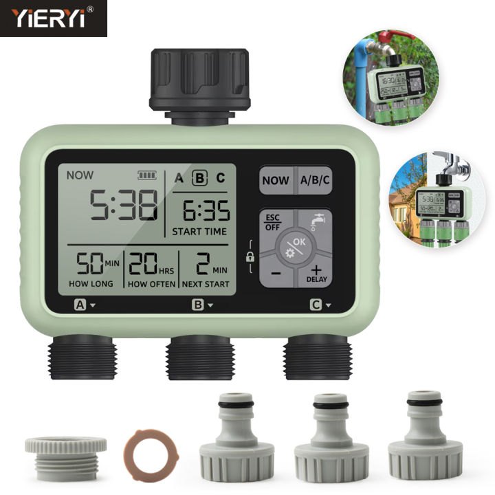 Yieryi Garden Sprinkler Timer Watering Timer Programmable Irrigation System Controller Automatic