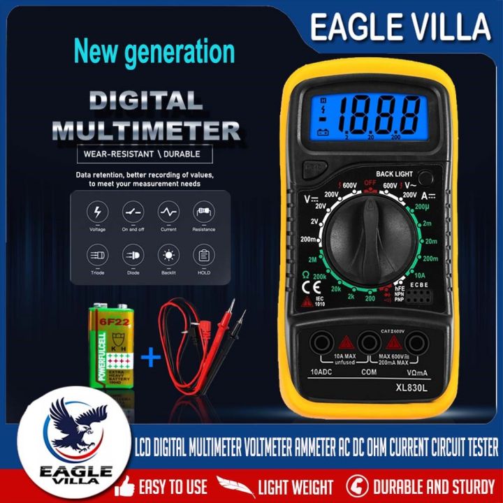 Eagle Villa XL830L LCD Digital Display Multimeter Tester Voltmeter ...