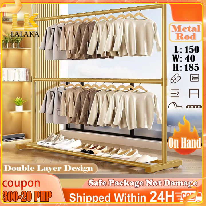 Clothes Hanging Rack Double Layer Clothes Rack Double Rod Clothes ...