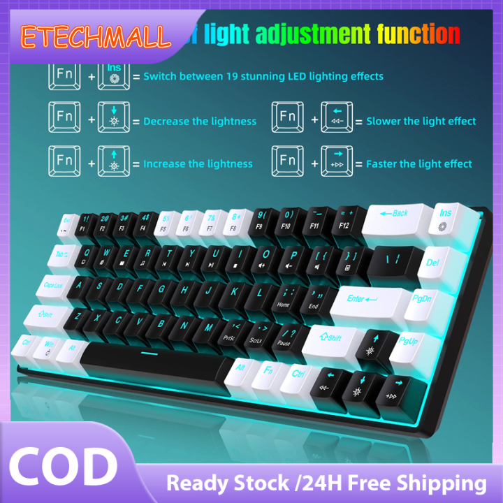 68 Keys Mechanical Wired Keyboard Mixed Colorfu RGB Backlit LED Hot ...