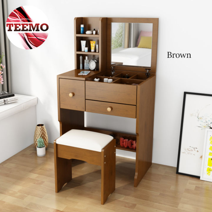 Teemo Small Dressing Table Clamshell Storage Cabinet Integrated Space ...