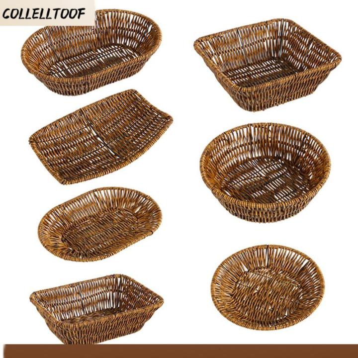 COLLELLTOOF 1Pcs Breakfast Bread Food Handwoven Rattan Basket Round ...