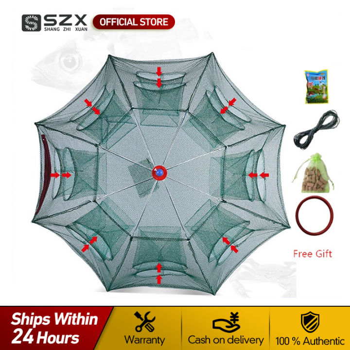 Folded Portable 6/8 Holes Fishing Net Network Casting Crayfish Catcher ...