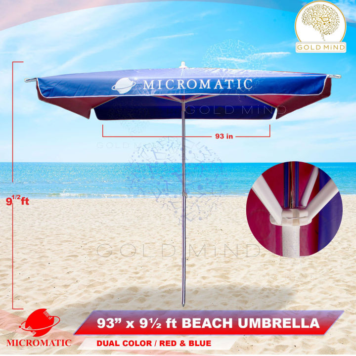 Big Beach Umbrella Micromatic 93 in Width x 9 1/2 ft Height, Square ...