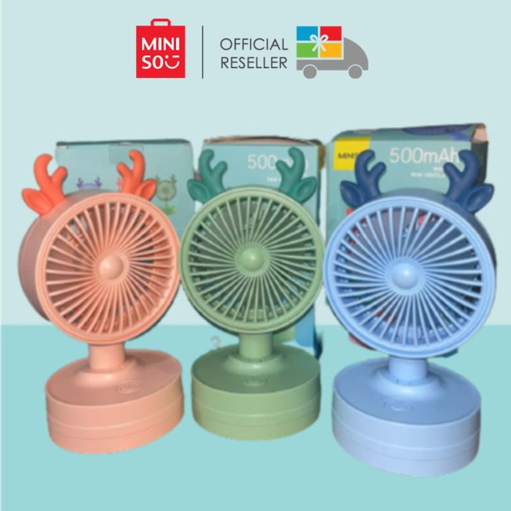 MINISO Mini Fan 500mAh Deer Desktop Fan with 3 Speeds | Lazada Indonesia