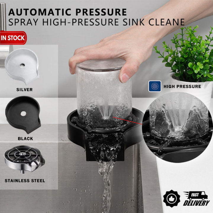 Faucet Glass Rinser Kitchen Sink Automatic Cup Washer Bar Glass Rinser ...
