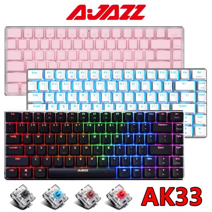 Ajazz AK33 82 Keys Gaming Mechanical Keyboard RGB Backlit Anti-ghosting Black Blue Red Switch ...