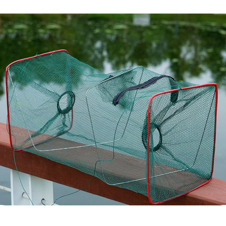 [Pleasant day] Shrimp Trap Nylon Portable Folded Collapsible Outdoor Crab Net Fishing Bait Mesh ...