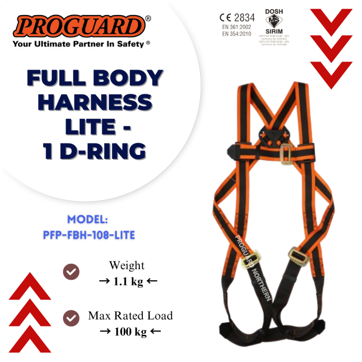 1 D-Ring Full Body Harness Belt PFP-FBH-108-LITE Fall Protection SIRIM ...