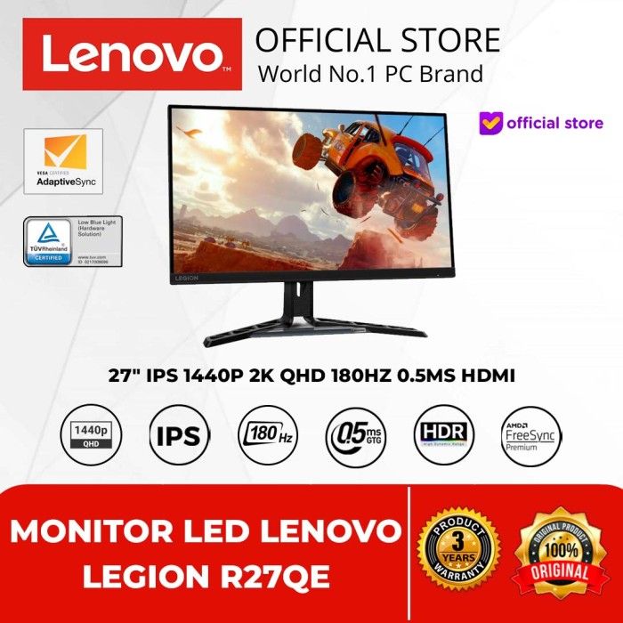 MONITOR LED LENOVO LEGION R27QE 27" IPS 1440P QHD 180HZ NO SPEAKER ...